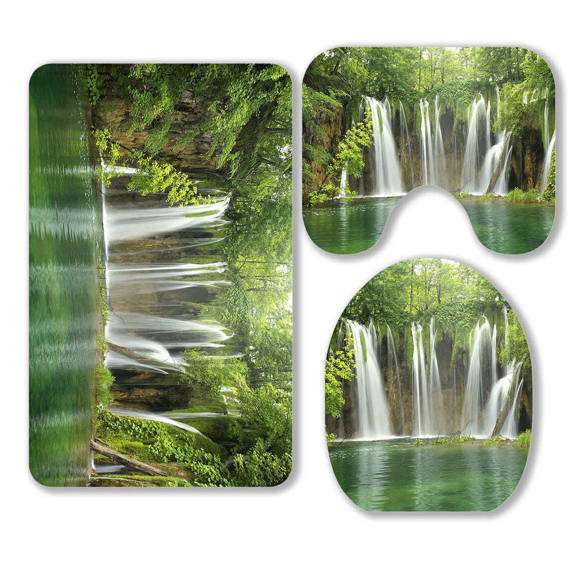 ABPHQTO Big Waterfall From Plitvice 3 Piece Bathroom Rugs Set Bath Rug ...