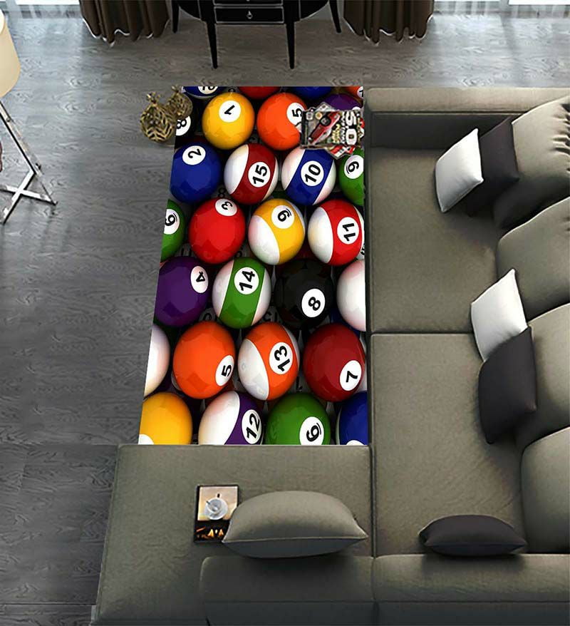 ABPHQTO Billiard Balls Runner Rug 4 x 12ft Long Area Rug Carpet for ...