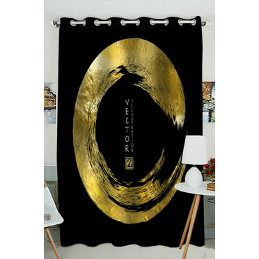 ABPHQTO Black And Gold Design Window Curtain Kitchen Curtain Window ...