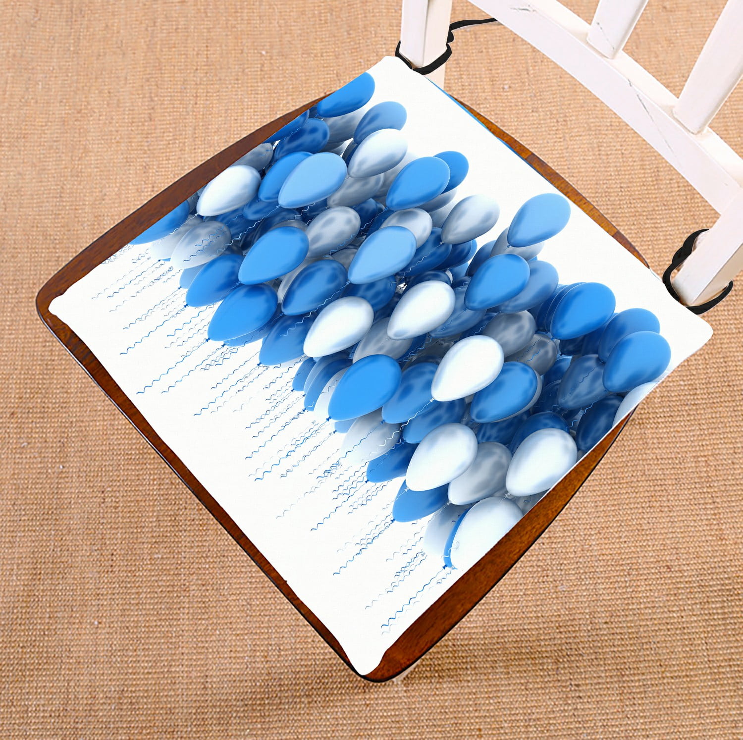 ABPHQTO Blue And White Party Balloons Chair Pad Seat Cushion Chair ...