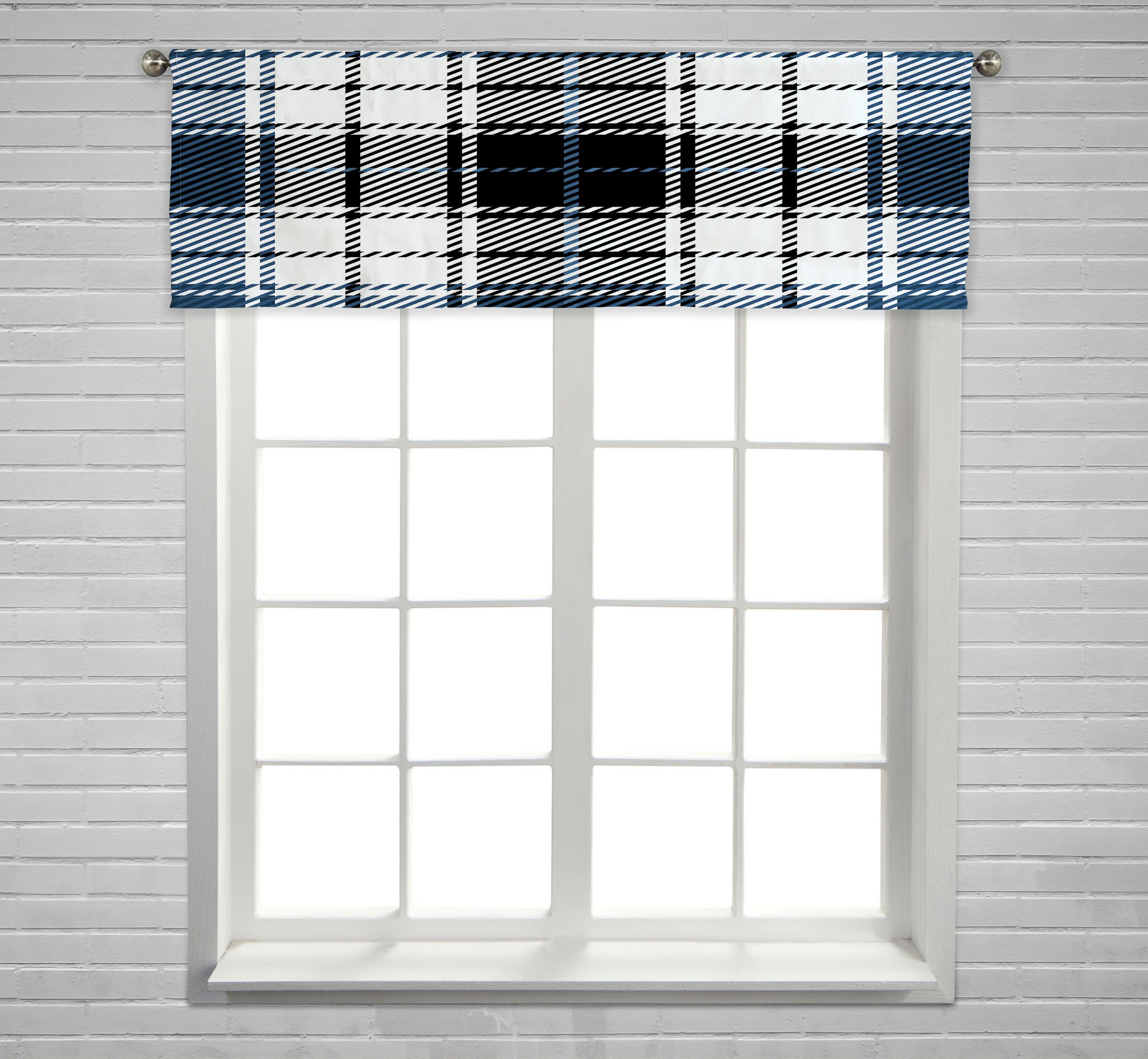 ABPHQTO Blue Scottish Tartan Plaid Pattern Window Curtain Valance Rod ...
