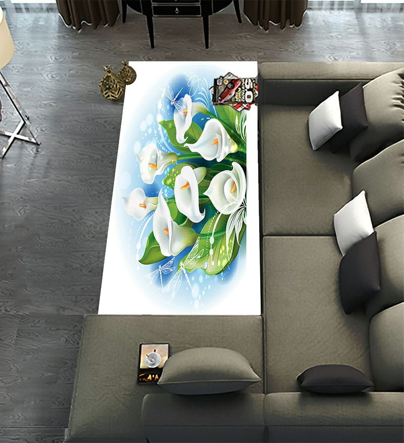 ABPHQTO Bouquet White Calla Lilies Runner Rug 2 x 10ft Long Area Rug ...