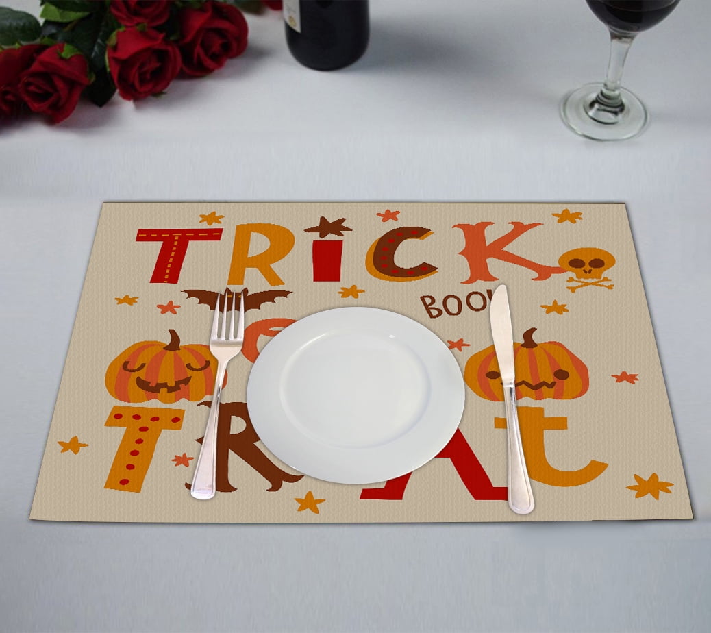 ABPHQTO Bright Halloween Cute Trick Or Treat Cartoon Style Placemat ...