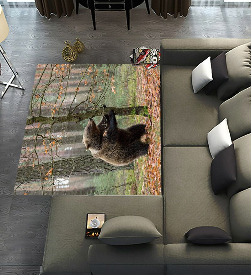 ABPHQTO Brown Bear Winter Forest Tree Food Europe Czech Area Rugs 2 x ...