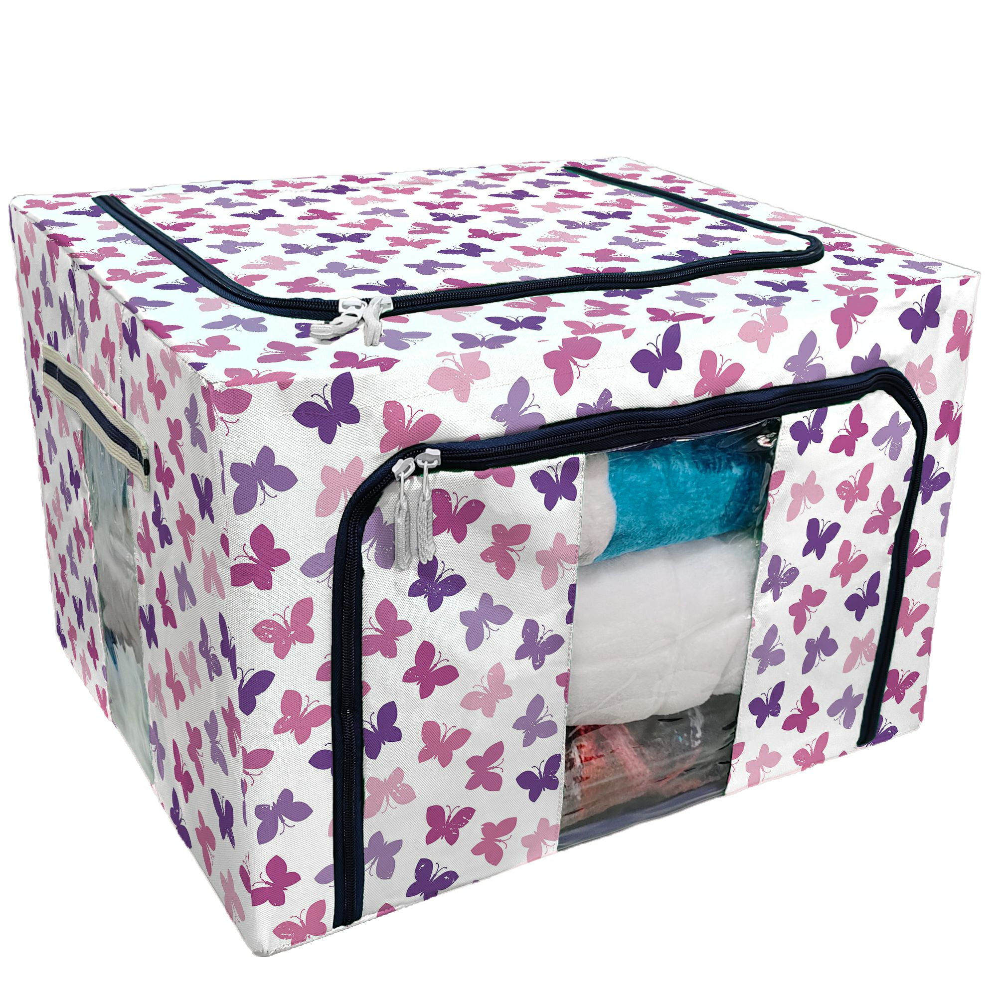 ABPHQTO Butterflies Purple Pink Cute Hipster Storage Bag Clear Window ...