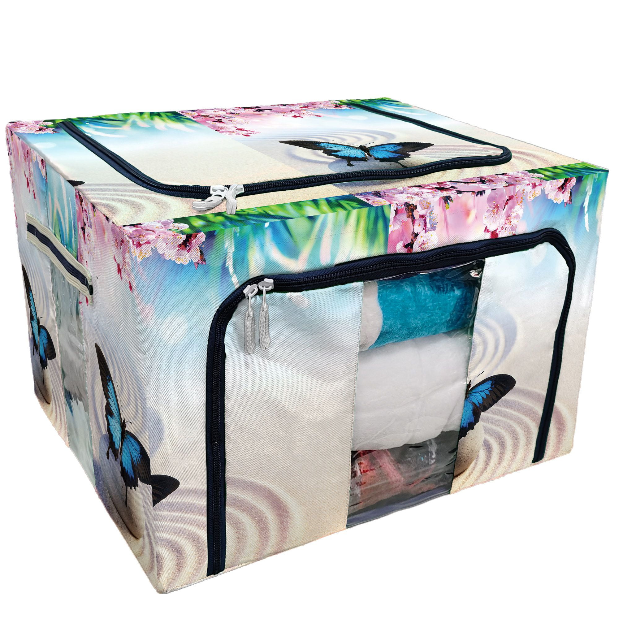 ABPHQTO Butterfly In Japanese Rock Garden Sakura Blossoms Storage Bag ...