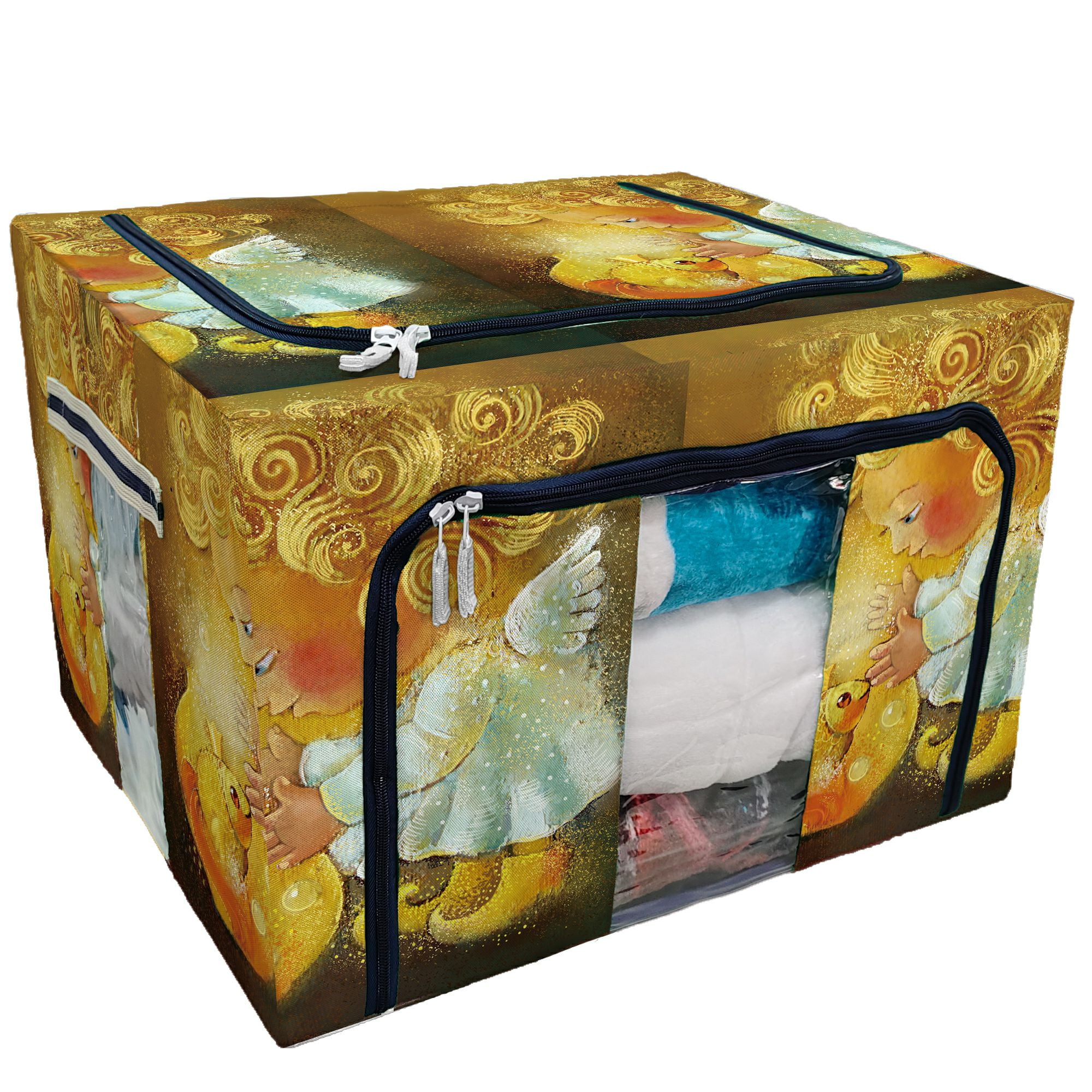 ABPHQTO Cartoon Little Angel Fish Storage Bag Clear Window Storage Bins ...