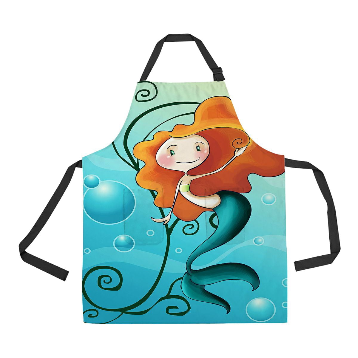 ABPHQTO Cartoon Little Mermaid Apron Home Kitchen Apron with Pockets ...