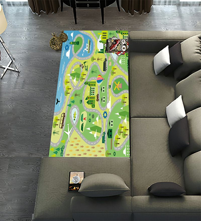 ABPHQTO Cartoon Map Roads Runner Rug 2.6 x 10ft Long Area Rug Carpet ...