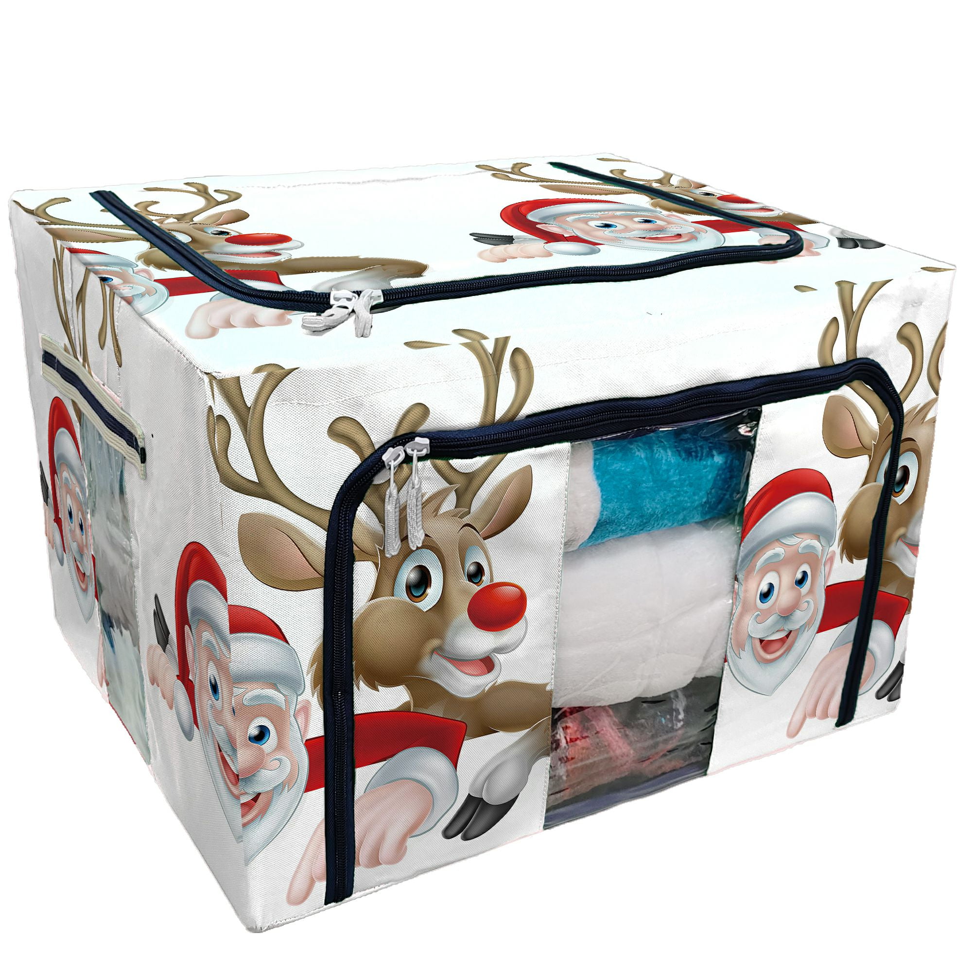 ABPHQTO Cartoon Santa Reindeer Peeking Sign Pointing Christmas Storage ...