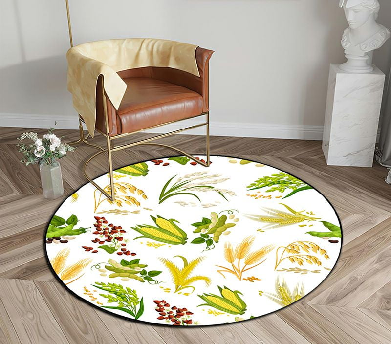 ABPHQTO Cereals And Grain Round Area Rugs Diameter 3.3 x 3.3ft Floor ...