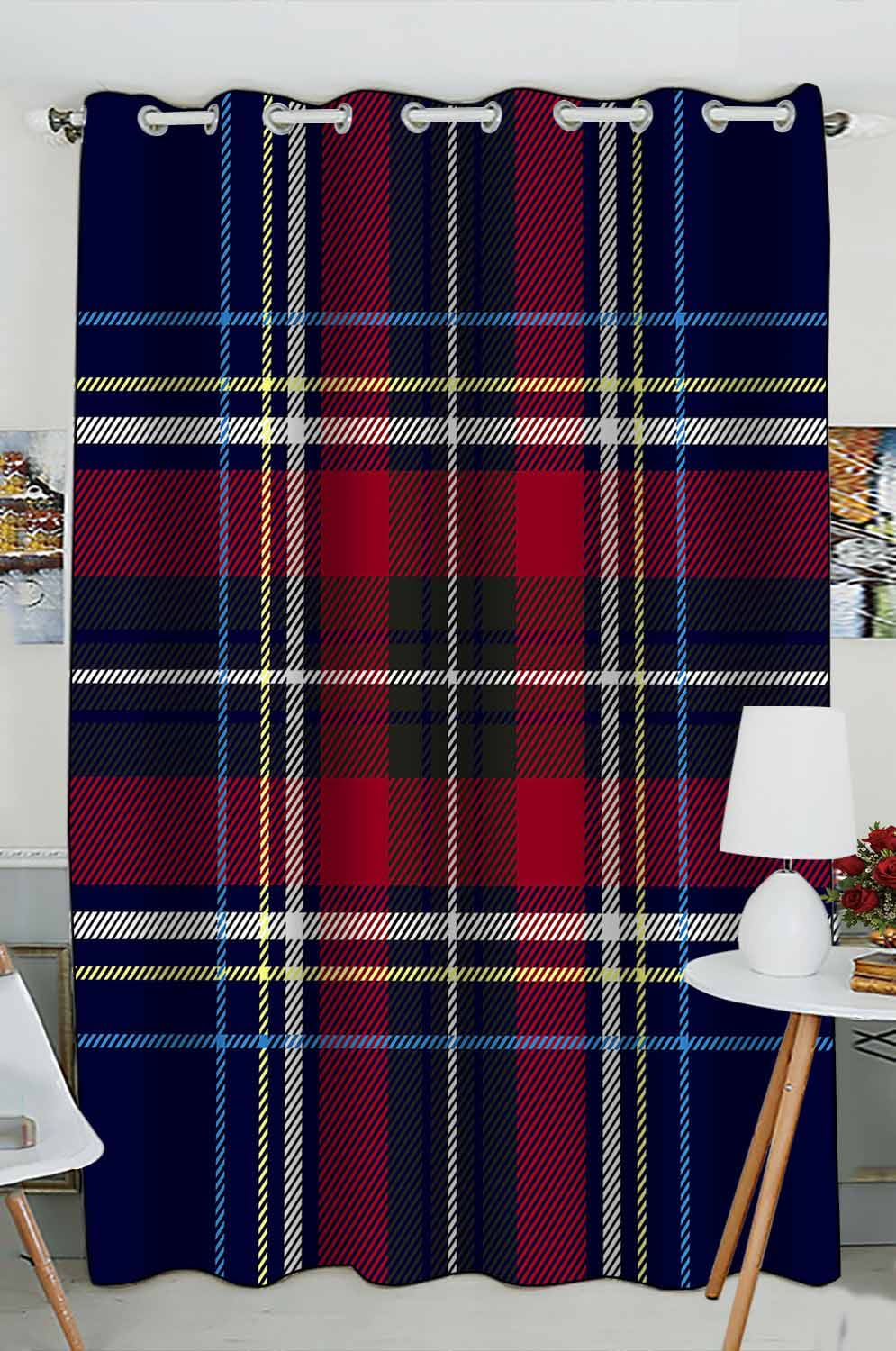 ABPHQTO Checkered Diagonal Plaid Window Curtain Kitchen Curtain Window ...