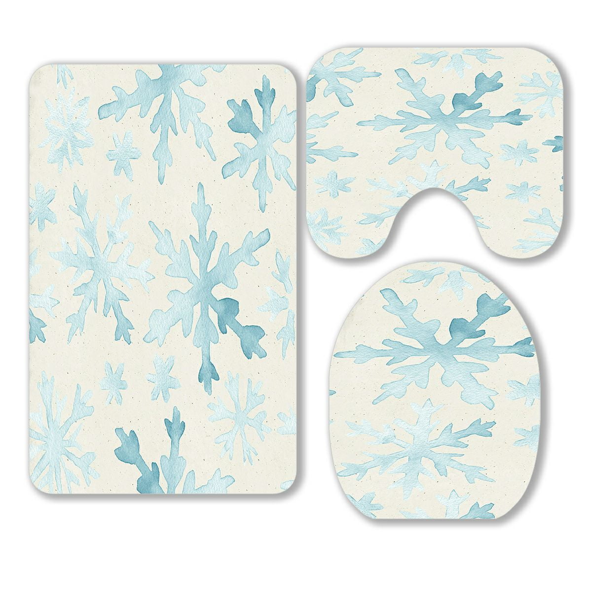 ABPHQTO Christmas Snowflake 3 Piece Bathroom Rugs Set Bath Rug Contour ...