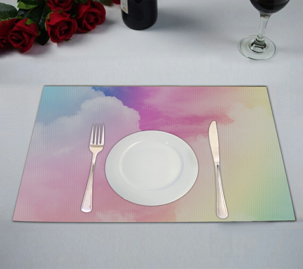 ABPHQTO Cloud Pastel Colored Gradient Placemat 12x18 Inch,Set of 2 ...