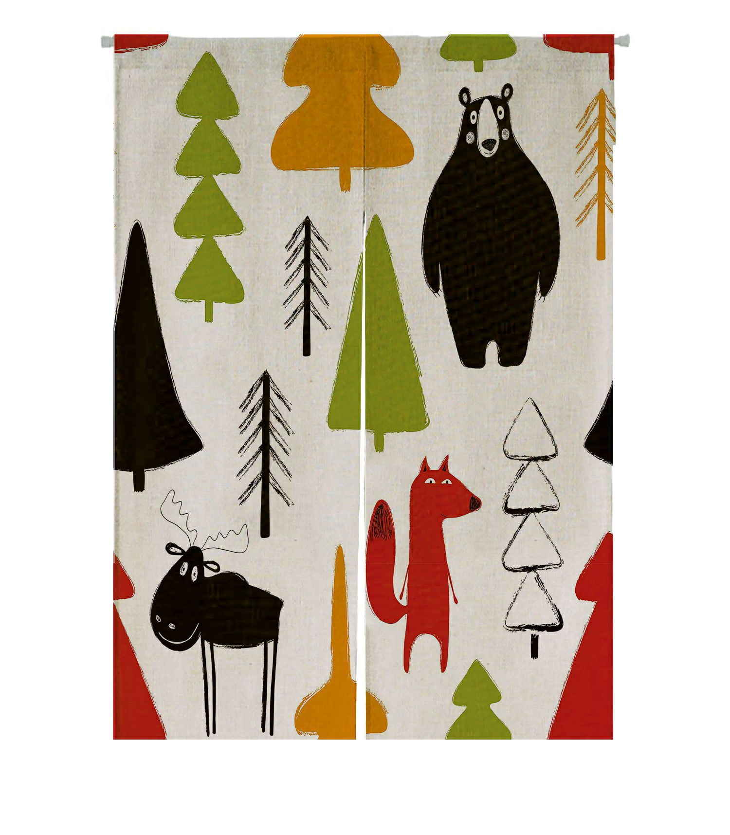 ABPHQTO Colorful Cute Animals And Trees N Forest Japanese Noren Curtain ...