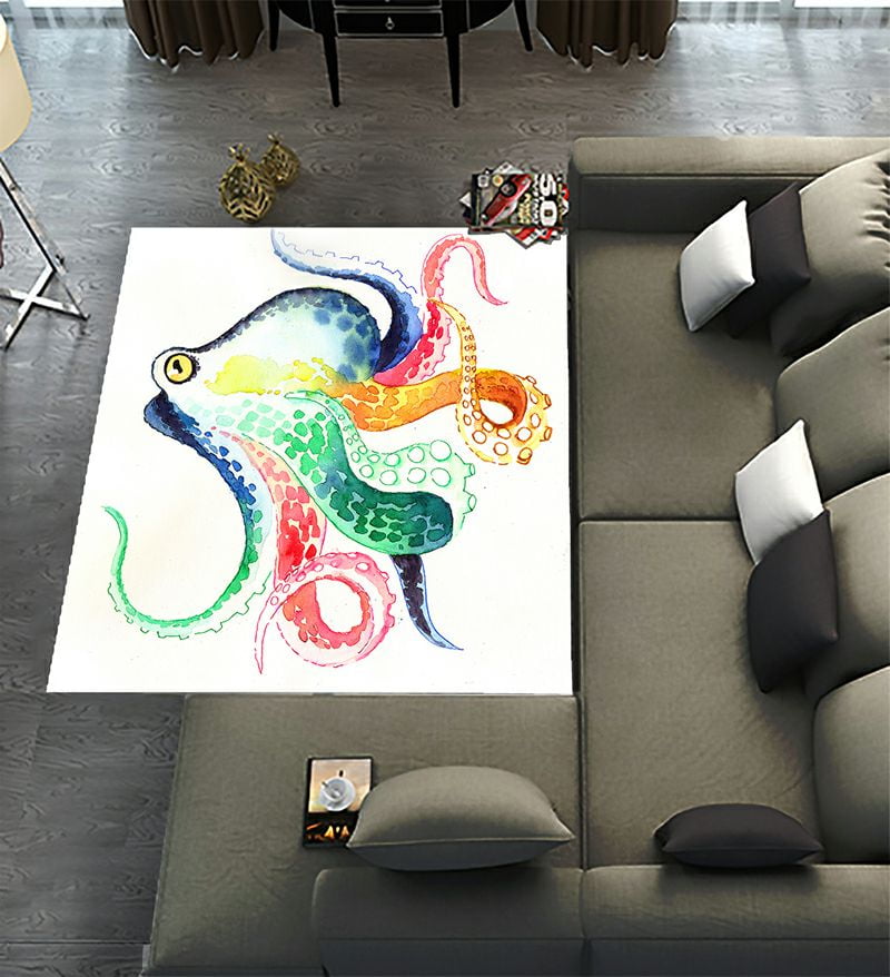 ABPHQTO Colorful Octopus Area Rugs 3 x 5ft Floor Carpet Mat for Living ...