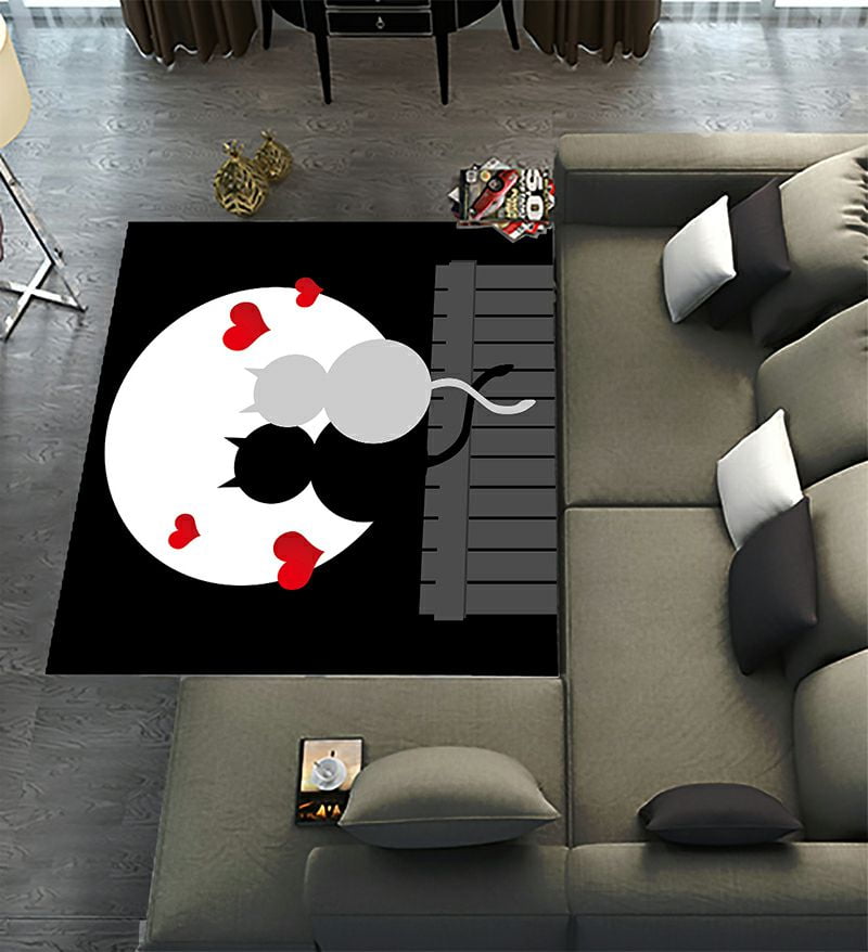 ABPHQTO Couple Cats Moonlight Valentines Day Area Rugs 3 x 5ft Floor ...