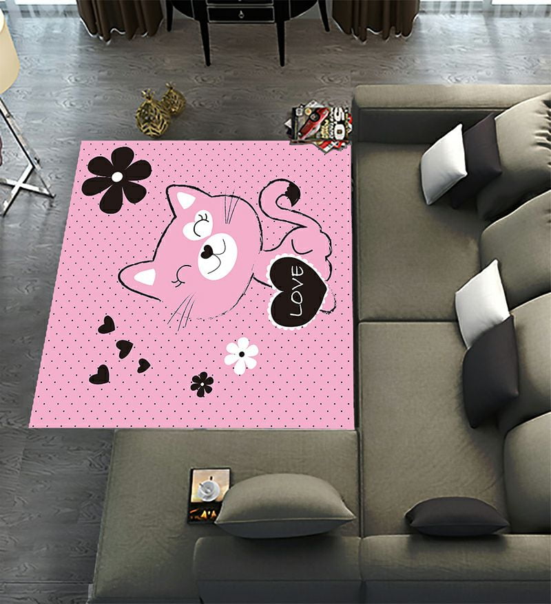 ABPHQTO Cute Cat Polka Dots Area Rugs 6 x 9ft Floor Carpet Mat for ...