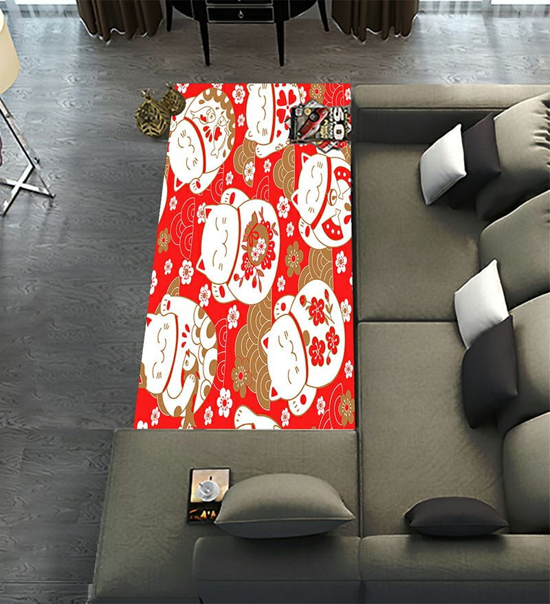 ABPHQTO Cute Cats Lucky Charms Maneki Neko Oriental Runner Rug 2.6 x ...