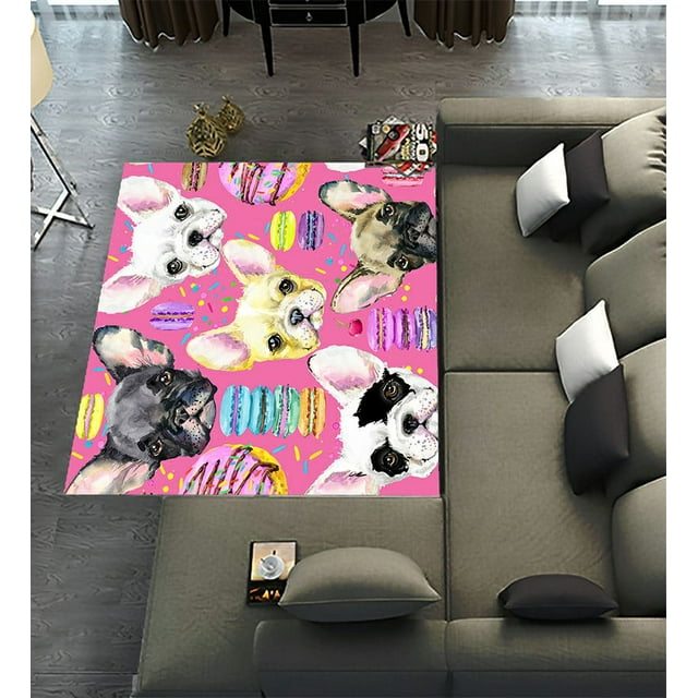 ABPHQTO Cute Dog French Bulldog Puppy Sweet Dessert Area Rugs 3 x 4ft ...