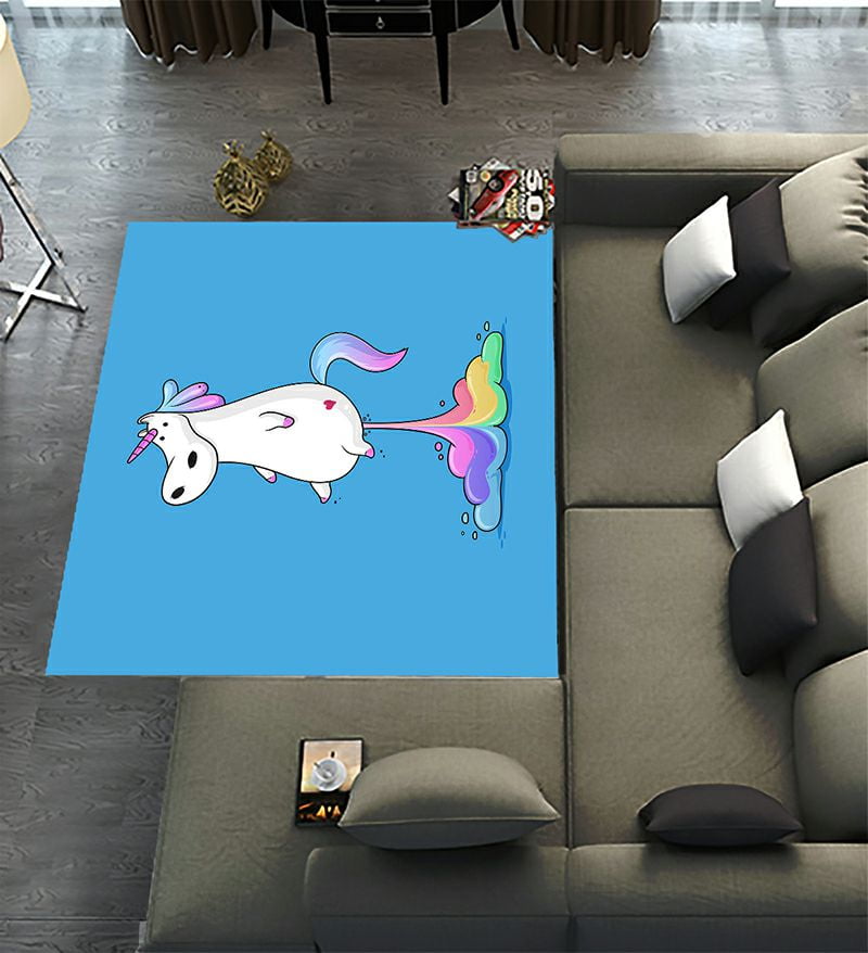 ABPHQTO Cute Fat Unicorn Farting Rainbow Area Rugs 5 x 8ft Floor Carpet ...