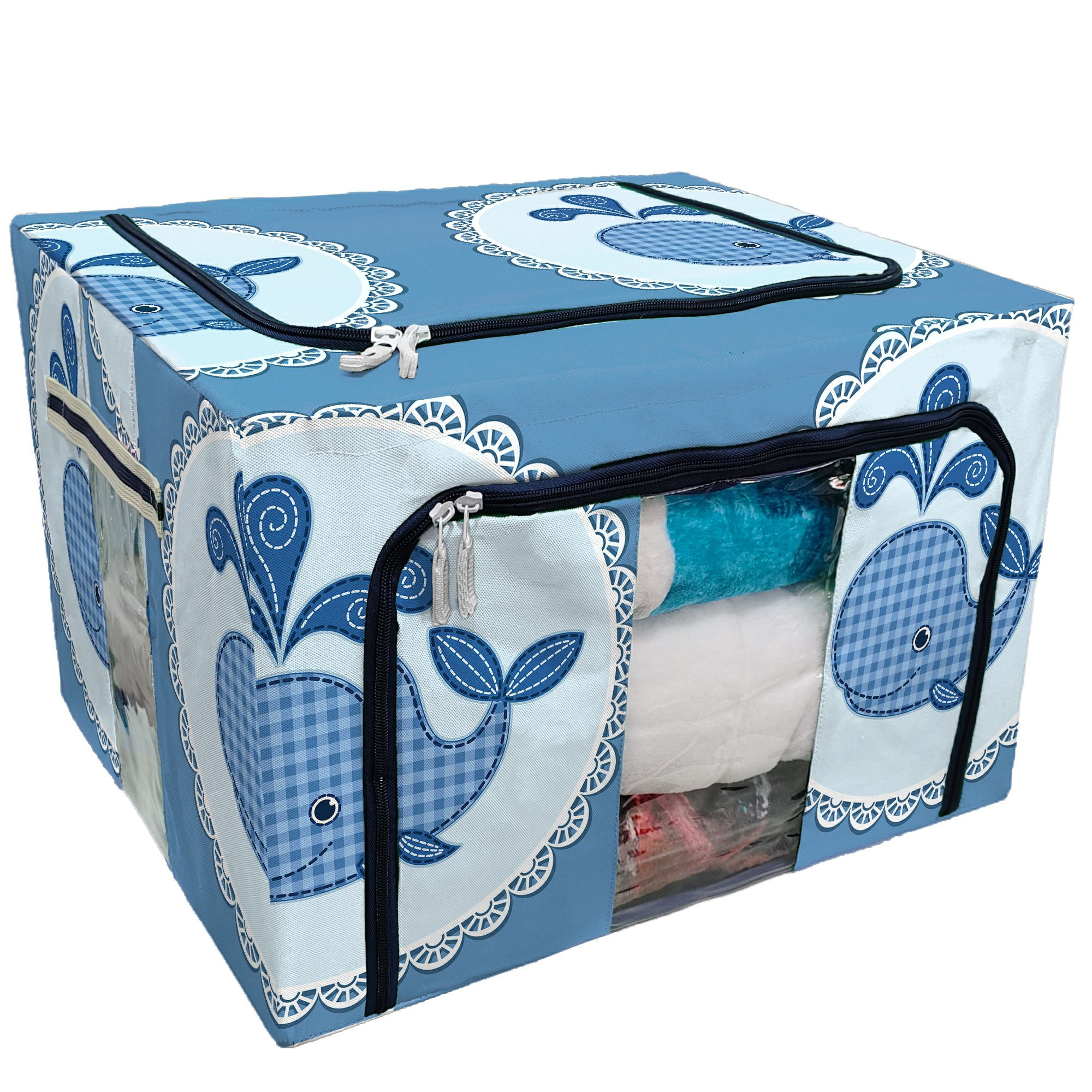 ABPHQTO Cute Little Cartoon Whale Storage Bag Clear Window Storage Bins ...