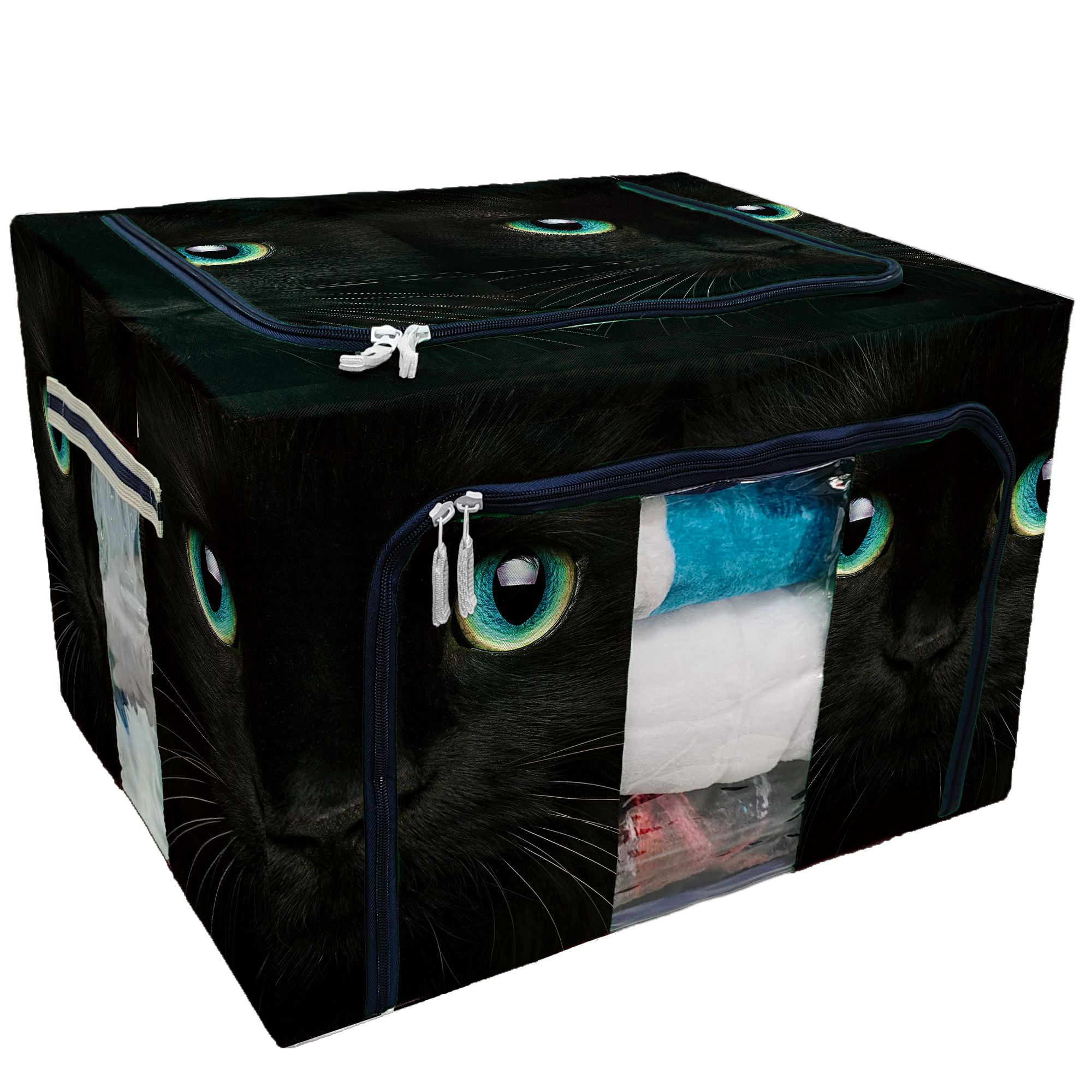 ABPHQTO Cute Muzzle Of A Black Cat Closeup Storage Bag Clear Window ...