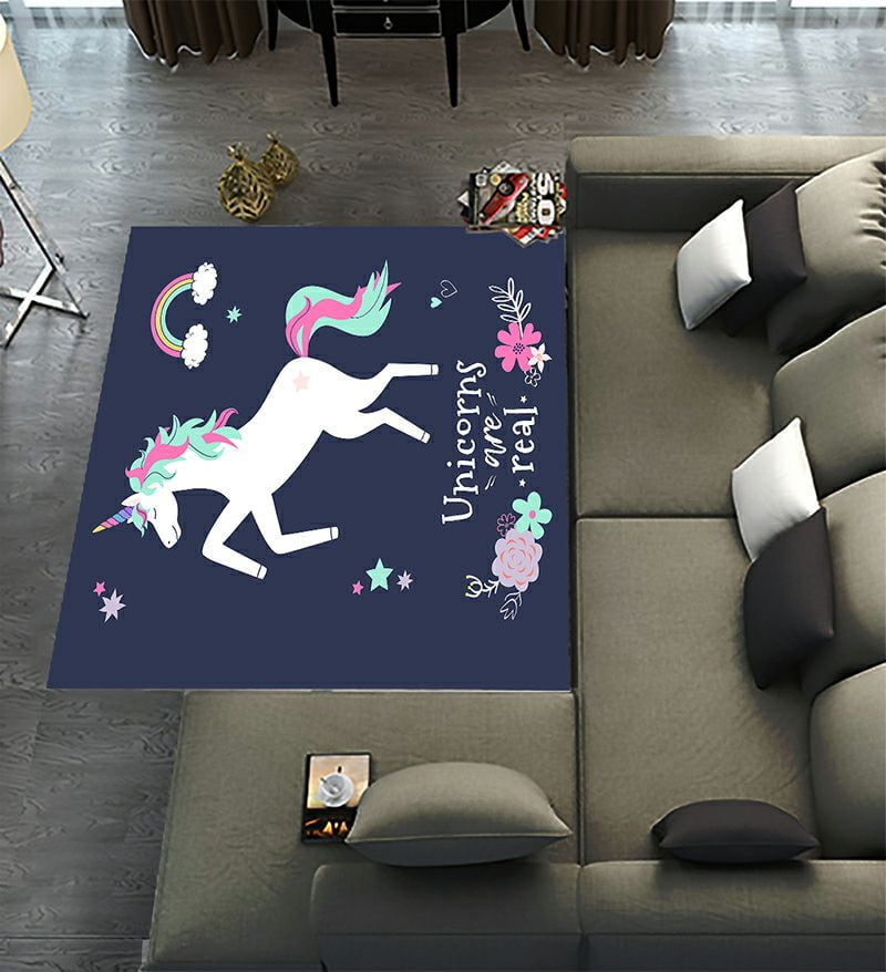 ABPHQTO Cute Of Unicorn With Flowers And Rainbow Area Rugs 2 x 3ft ...