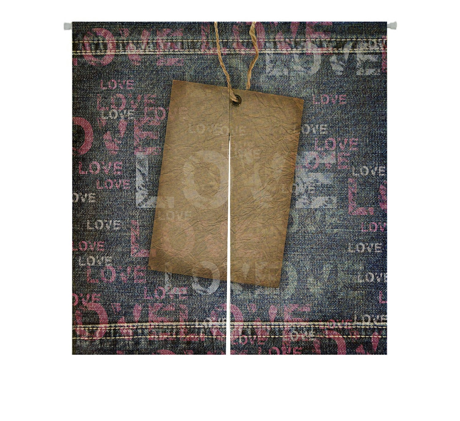 ABPHQTO Denim Love Texture With Cardboard Label Japanese Noren Curtain ...