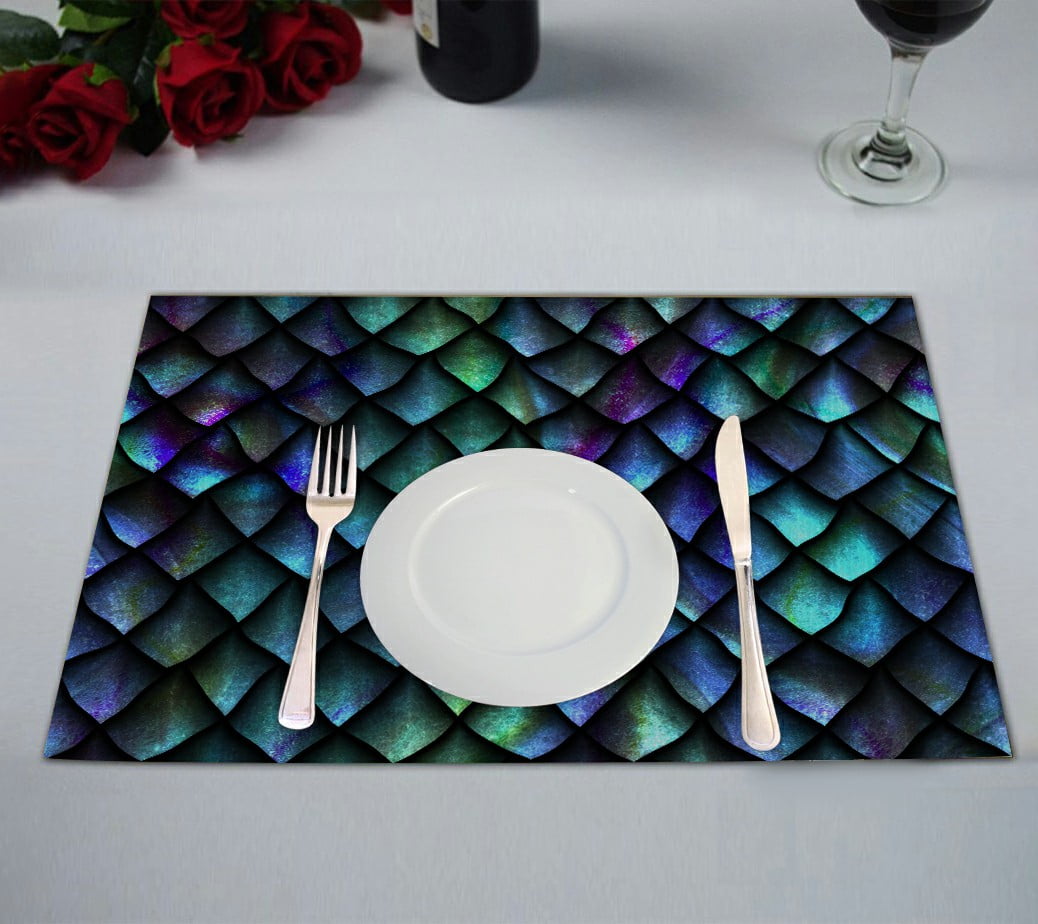 ABPHQTO Dragon Scales Reptile Skin Table Placemat Food Mat 12x18 Inch ...