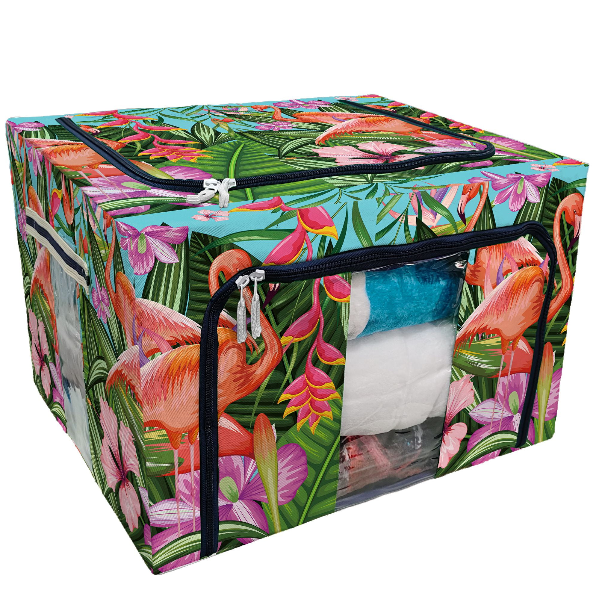 ABPHQTO Exotic Tropical Flamingo Flowers Storage Bag Clear Window ...
