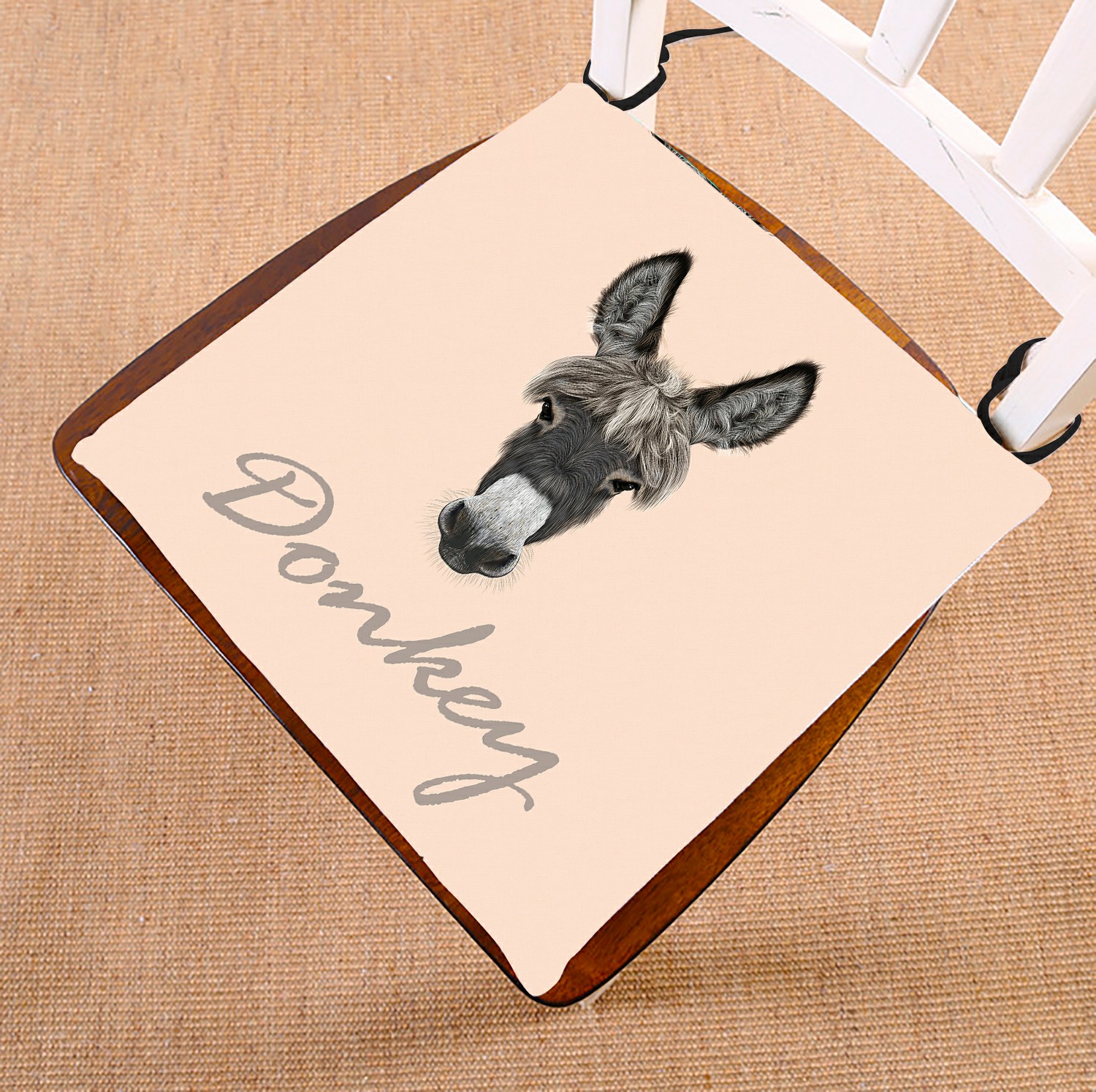 ABPHQTO Farm Donkey Portrait Grey Donkey Pink Chair Pad Seat Cushion ...
