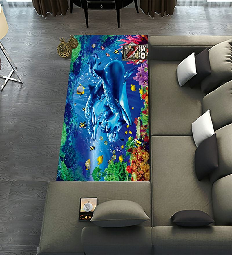 ABPHQTO Fish Aquariom Design Runner Rug 4 x 12ft Long Area Rug Carpet ...