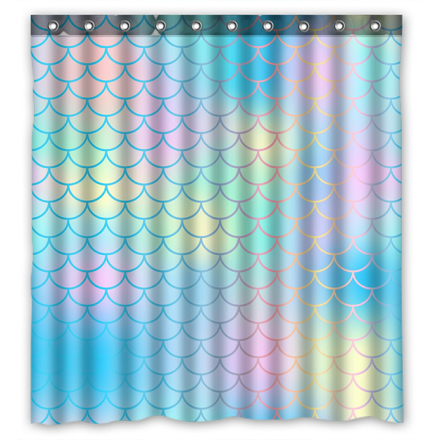 ABPHQTO Fish Scale Magic Mermaid Tail Waterproof Polyester Shower ...