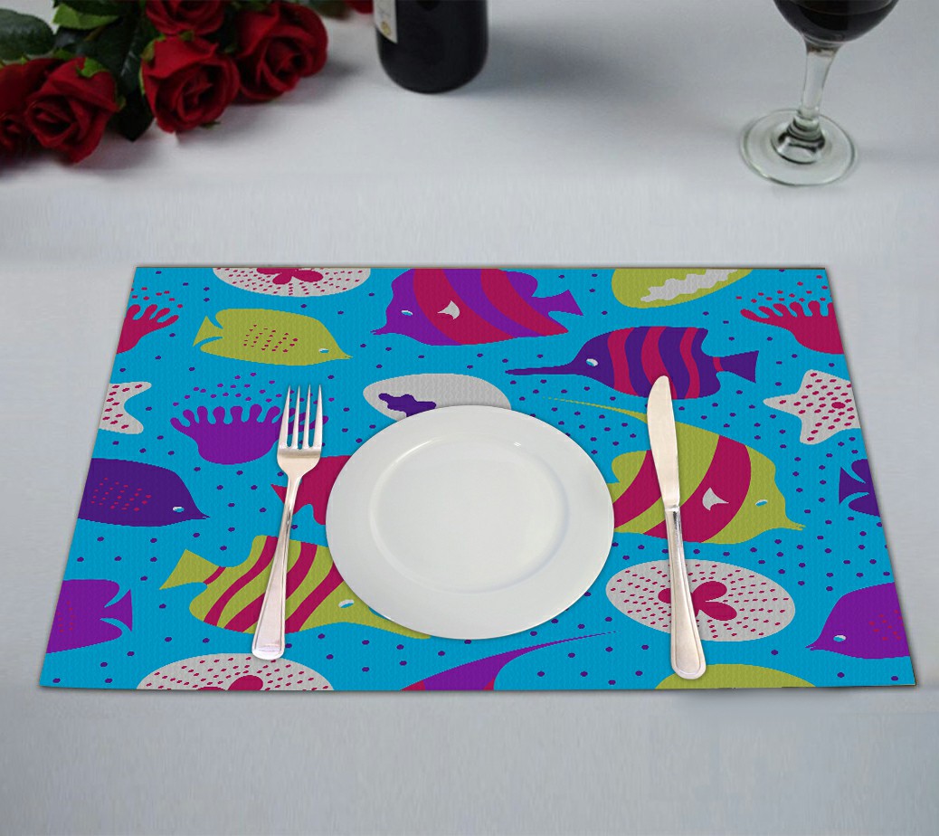ABPHQTO Fishes Jellyfishes Marinesea Creatures Coral Reefs Placemat ...