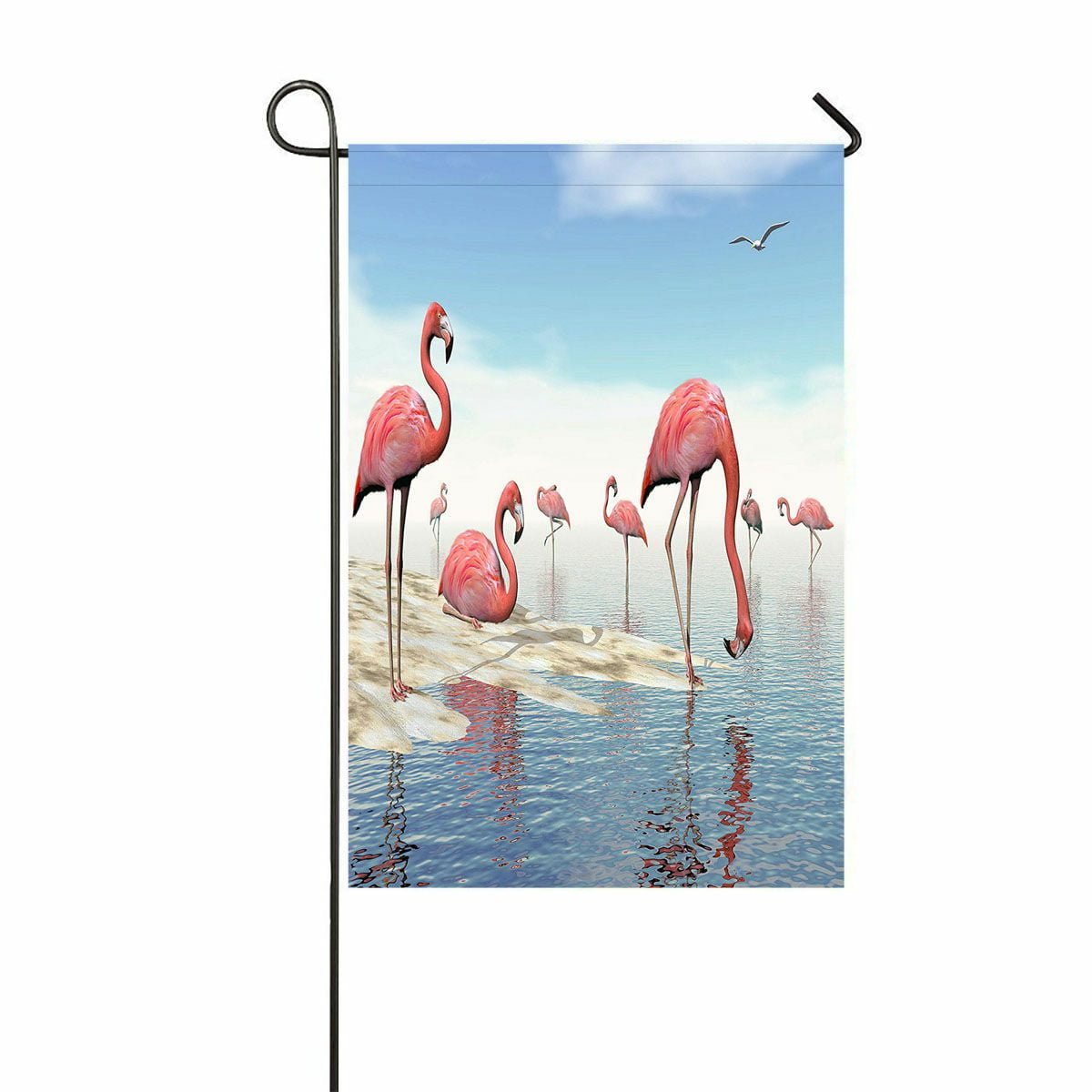 ABPHQTO Flock Of Pink Flamingos At The Beach Home Outdoor Garden Flag ...