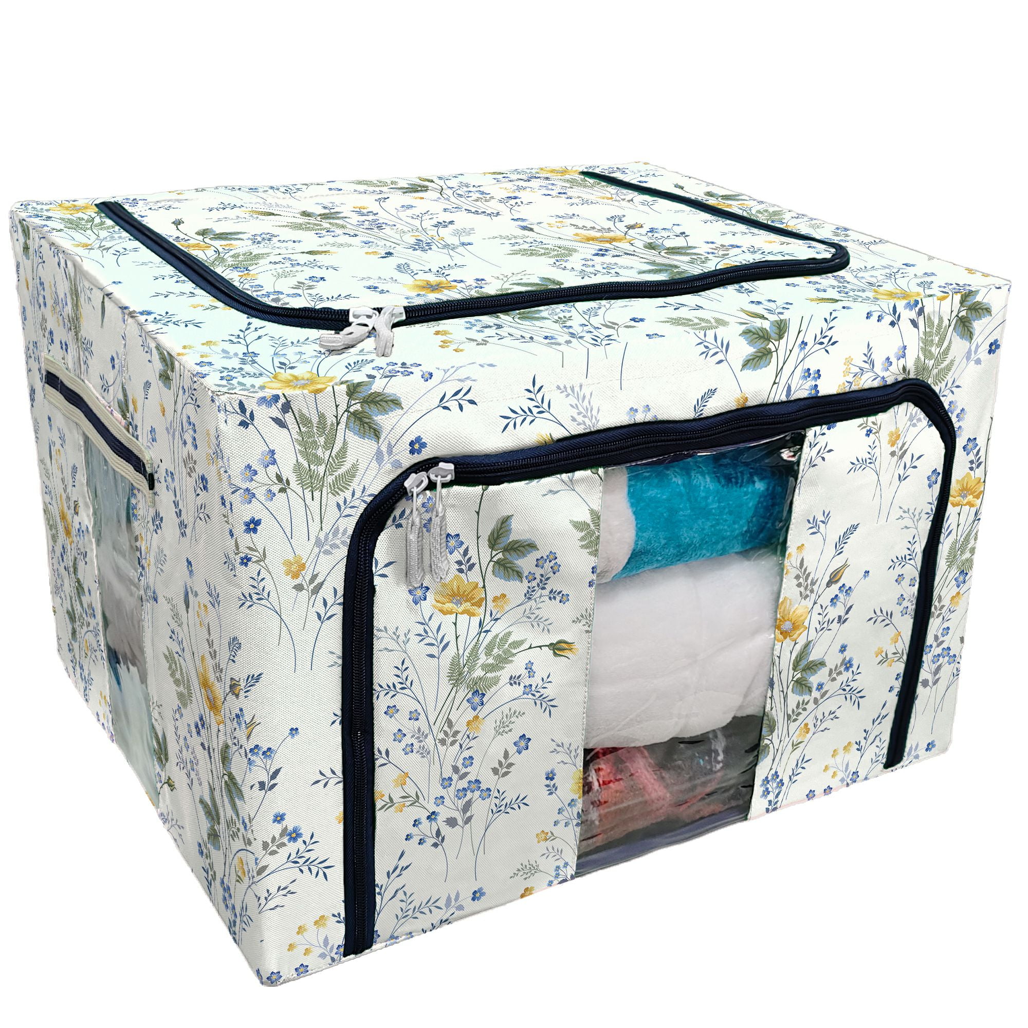 ABPHQTO Floral Roses On White Background Storage Bag Clear Window ...