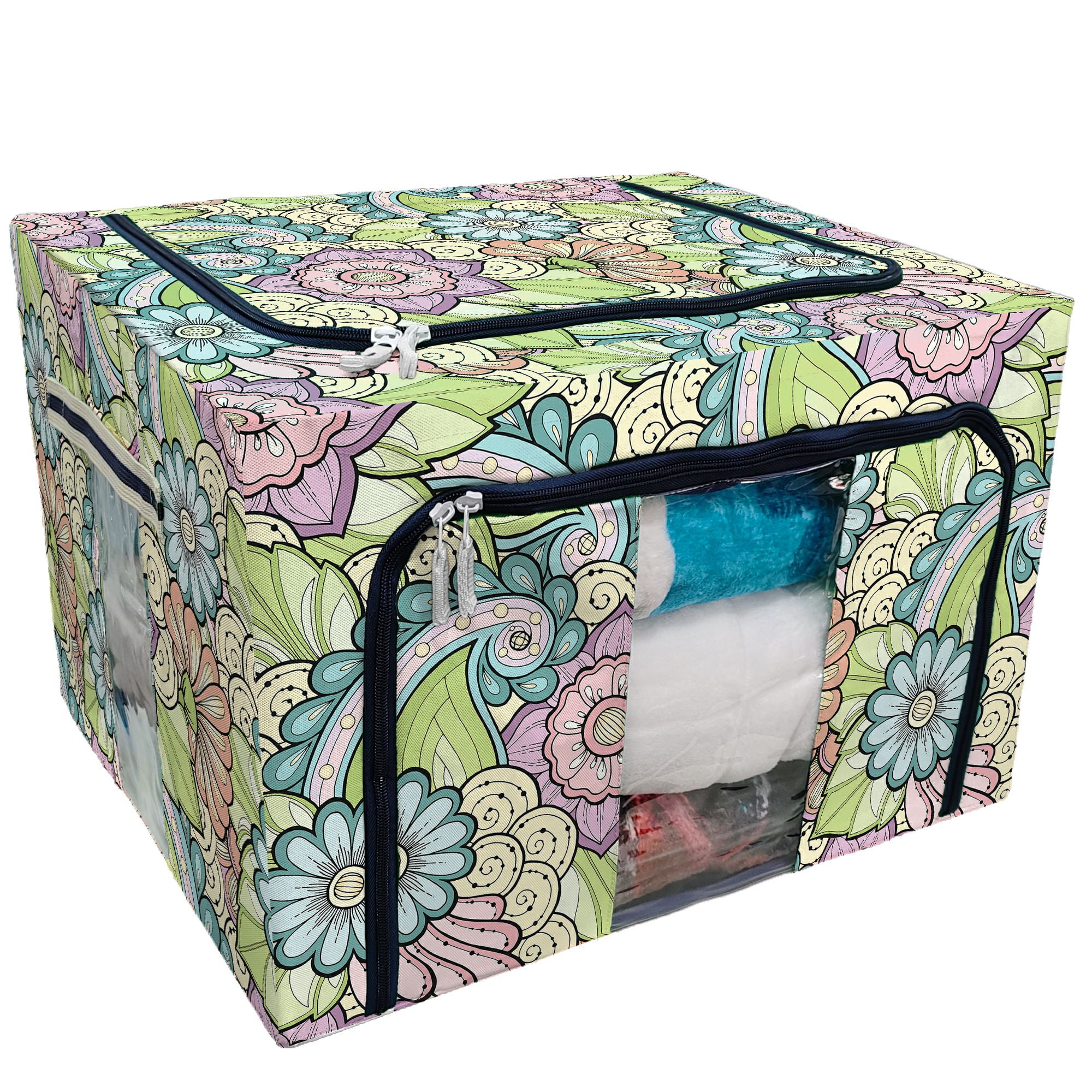 ABPHQTO Flowers Ornate Zentangle Flowers Floral Storage Bag Clear ...