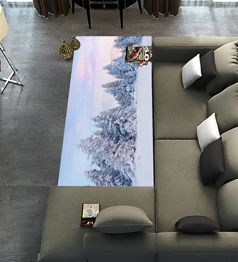 ABPHQTO Foggy Winter Landscape In The Mountains Sunrise Runner Rug 2 x ...