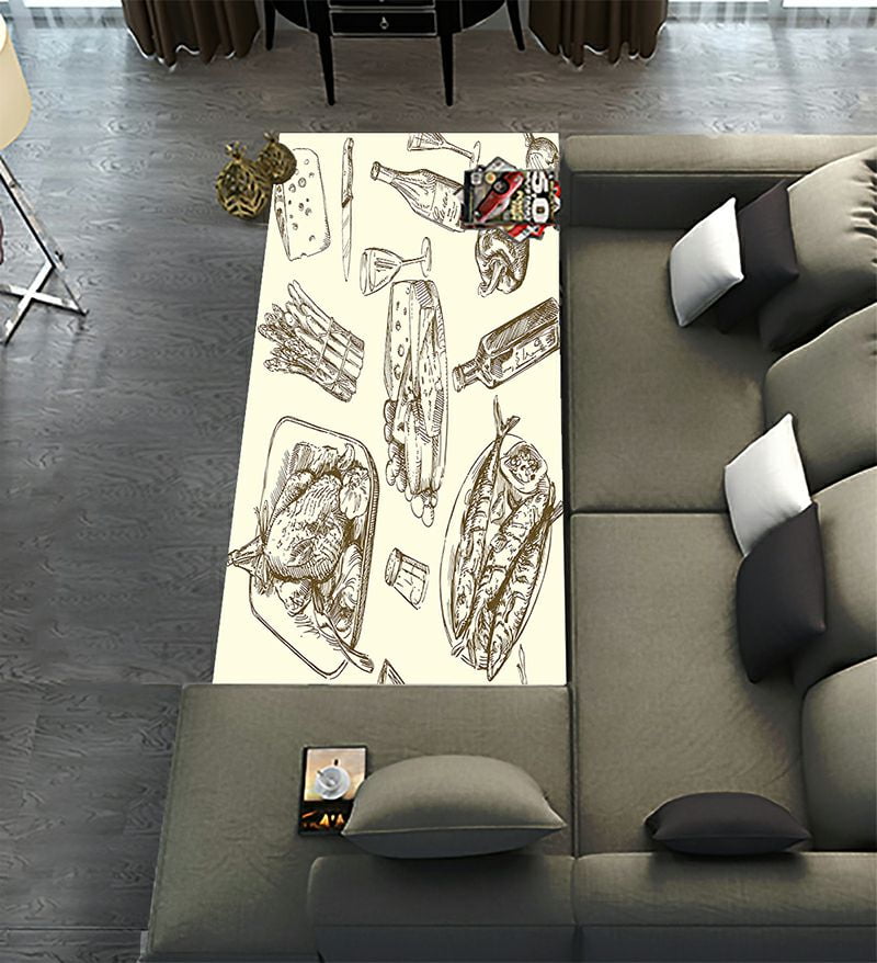 ABPHQTO Food Pattern Runner Rug 2.6 x 10ft Long Area Rug Carpet for ...