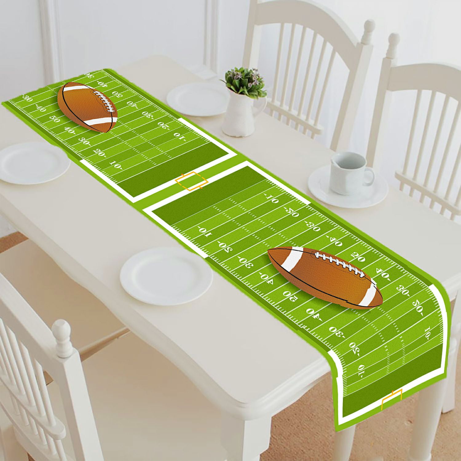 ABPHQTO Football Grass Football Field Table Runner Placemat Tablecloth ...