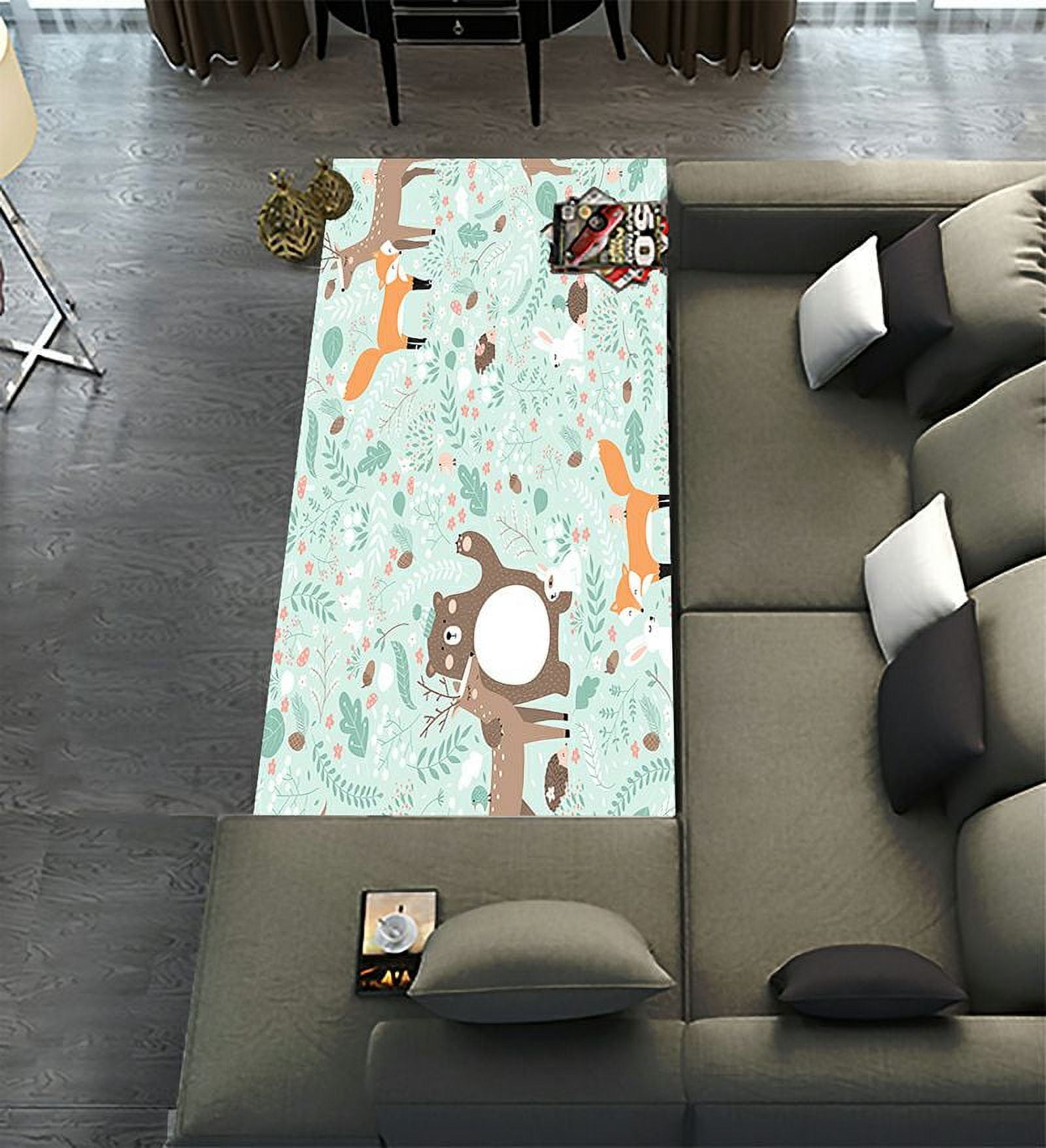 ABPHQTO Forest Animals Bear Deer Fox Rabbit Bird Hedgehog Runner Rug 4 ...