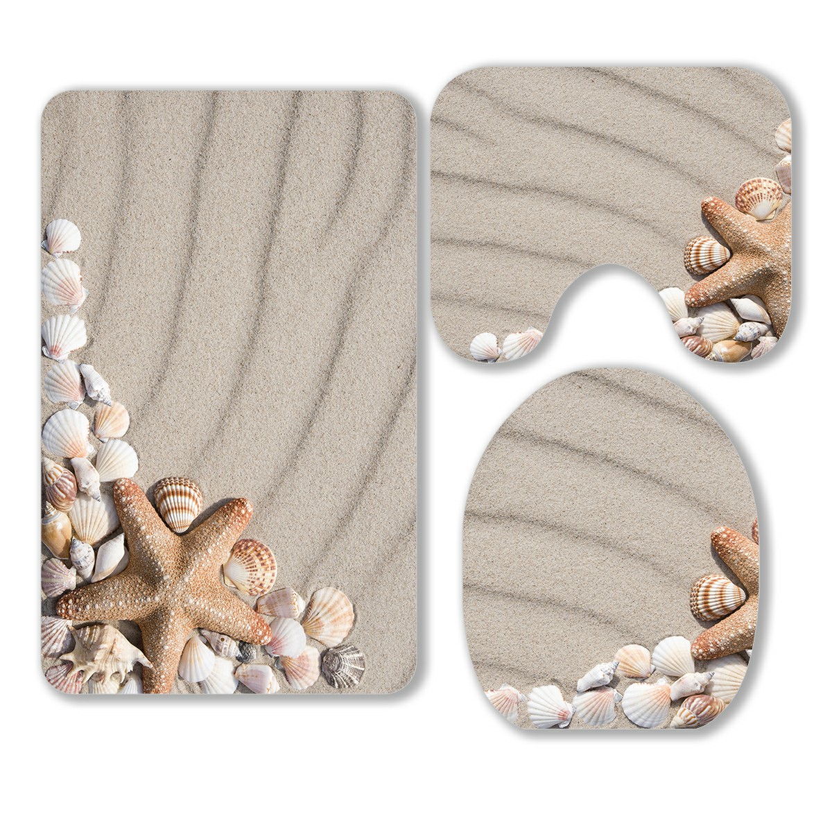 ABPHQTO Frame With Many Different Seashells 3 Piece Bathroom Rugs Set ...