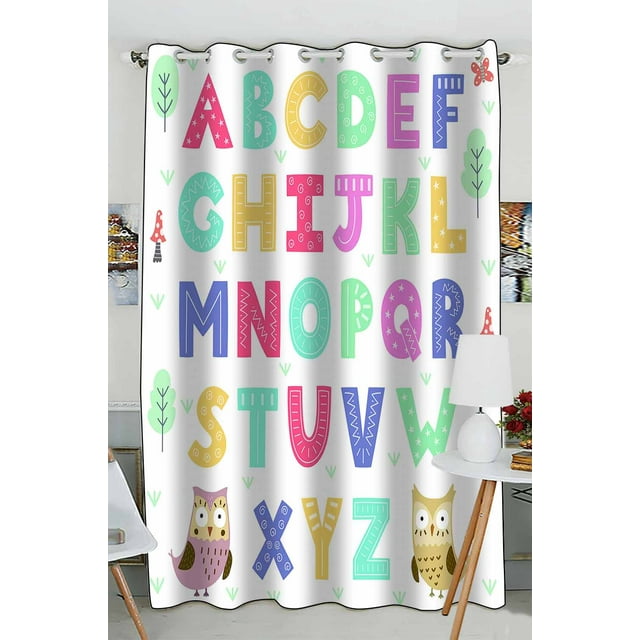 ABPHQTO Funny Forest Alphabet Window Curtain Kitchen Curtain Window ...