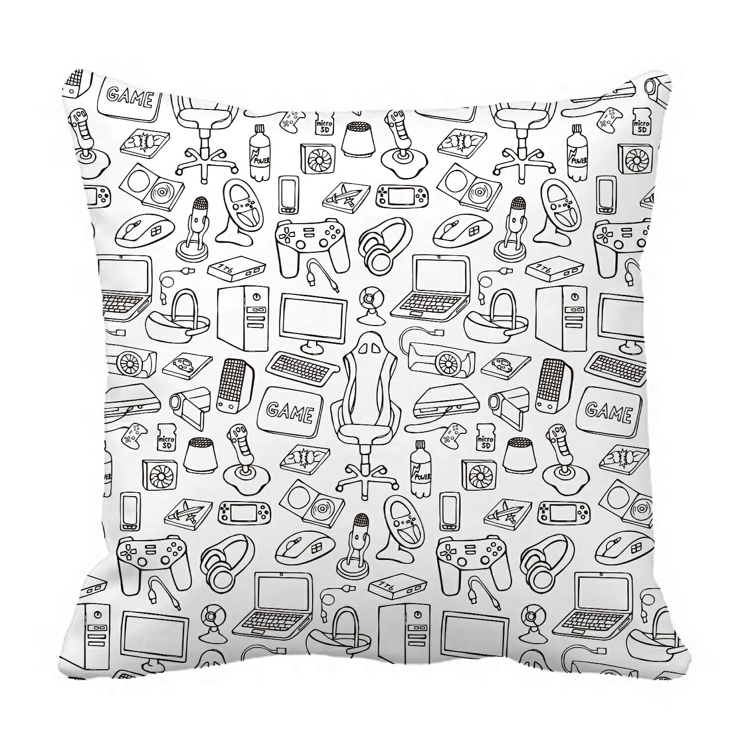 ABPHQTO Gamer Doodle White Gadgets Pillow Case Pillow Cover Pillow ...