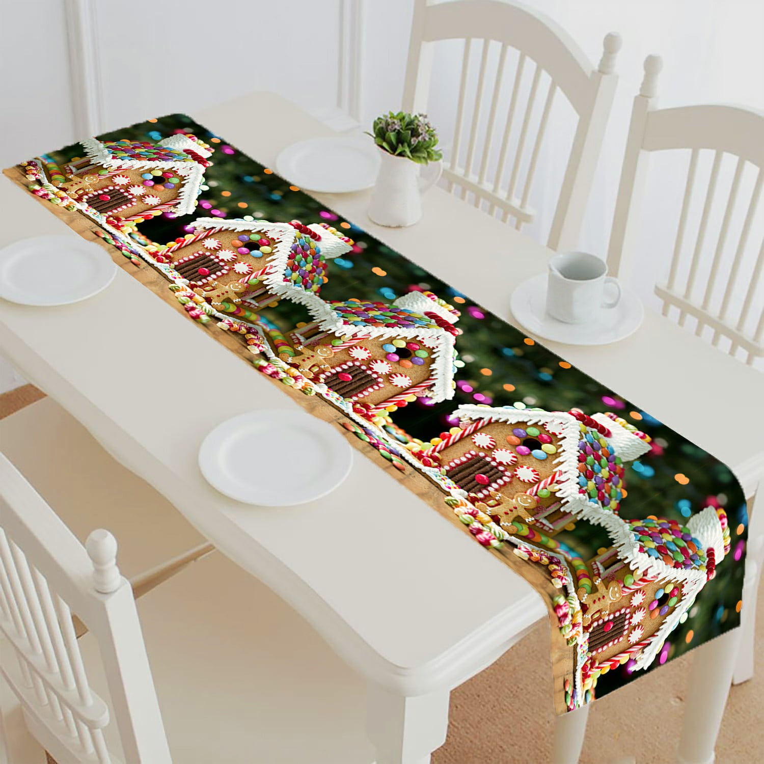 ABPHQTO Gingerbread House Table Runner Placemat Tablecloth For Home ...
