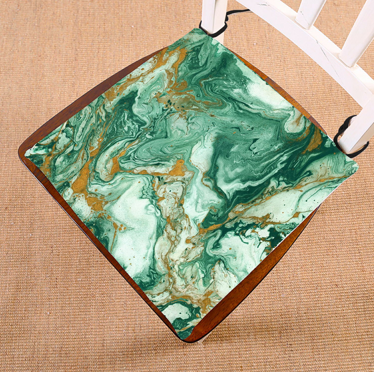 ABPHQTO Golden Dark Green Mixed Acrylic Paints Marble Texture Chair Pad ...