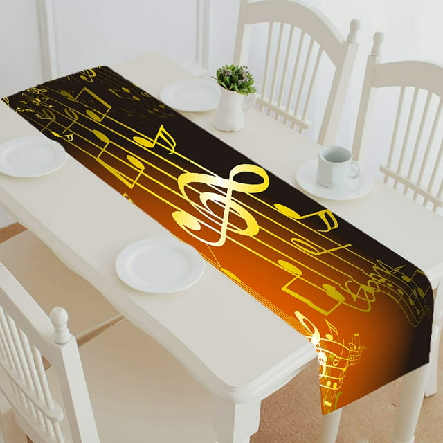 ABPHQTO Golden Music Theme Various Notes Table Runner Placemat ...