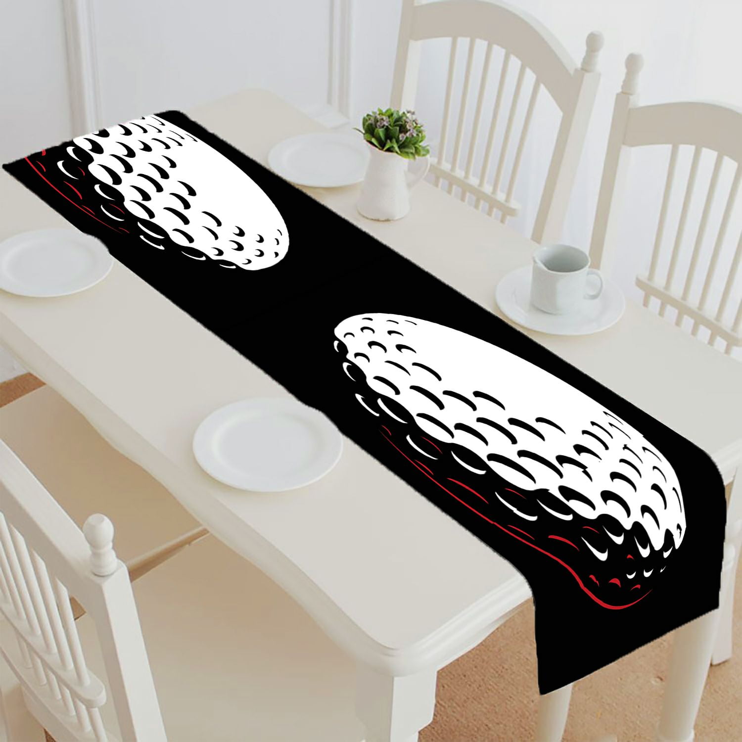 ABPHQTO Golf Ball On Dark Table Runner Placemat Tablecloth For Home ...