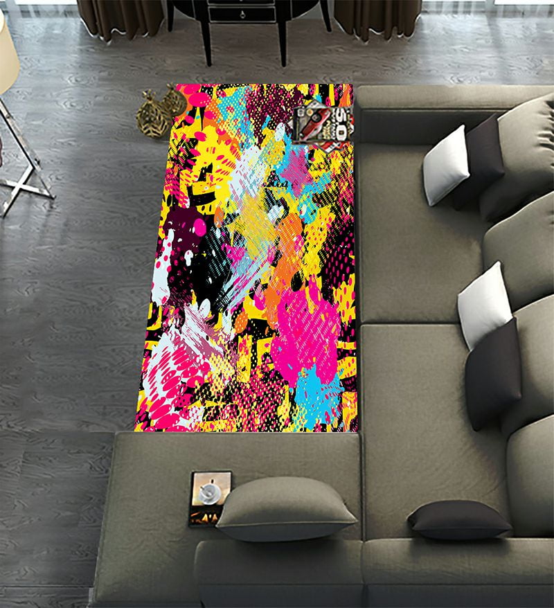 ABPHQTO Graffiti Bright Psychedelic Runner Rug 2.6 x 10ft Long Area Rug ...